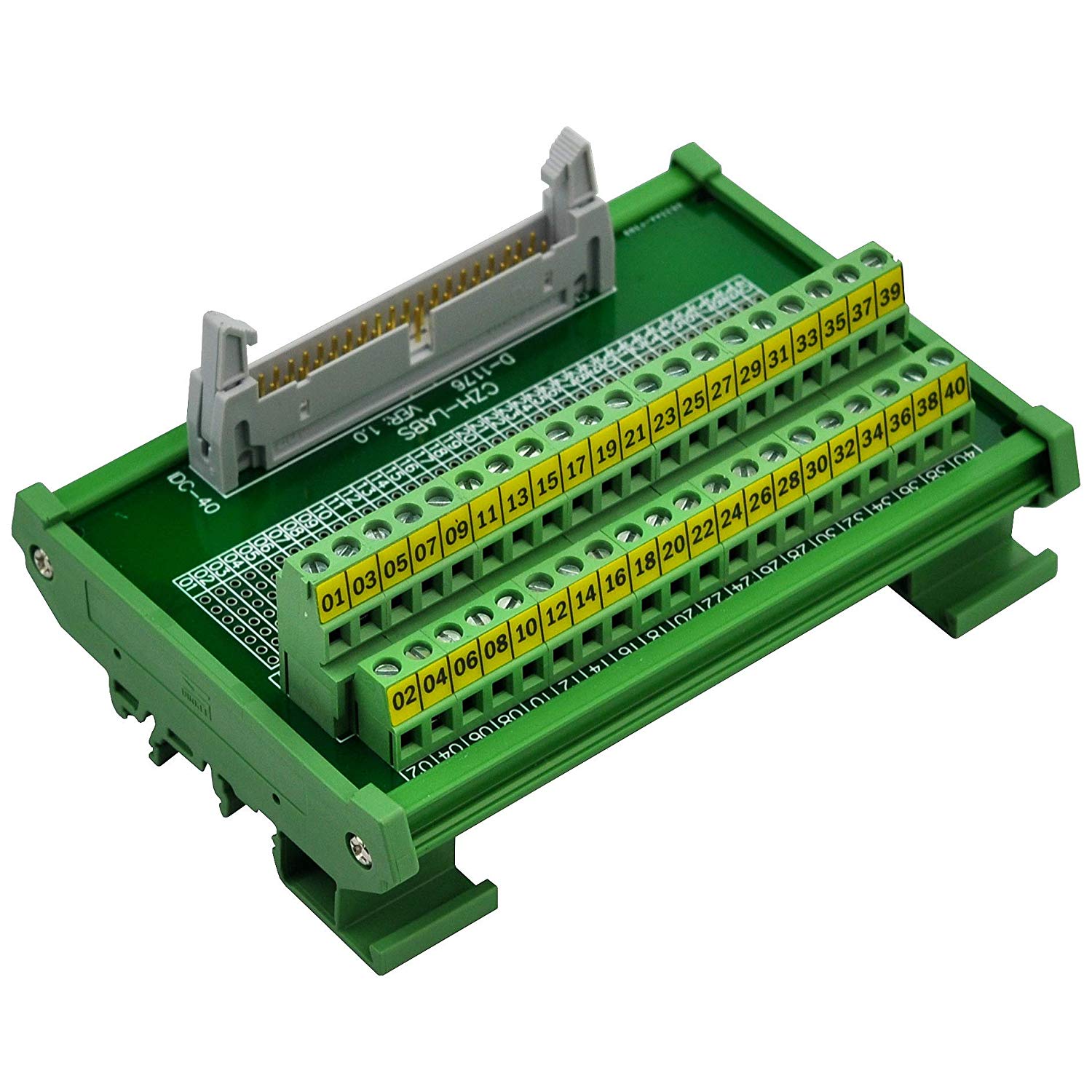 CZH-LABS DIN Rail Mount IDC-40 Male Header Connector Breakout Board ...