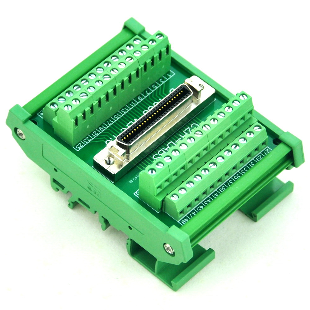 CZH-LABS DIN Rail Mount 50-pin 0.05" Mini D Ribbon/MDR Female Interface ...