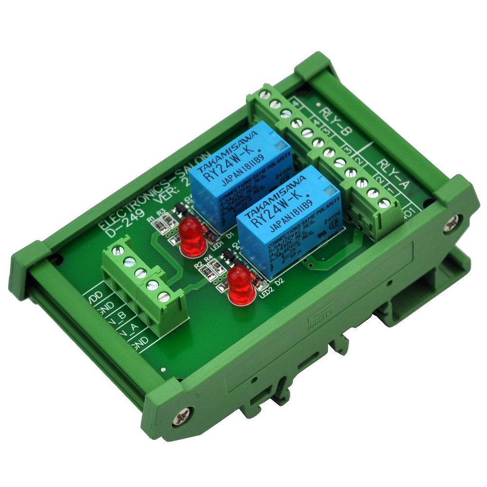 ELECTRONICS-SALON DIN Rail Mount 2 DPDT Signal Relay Interface Module ...