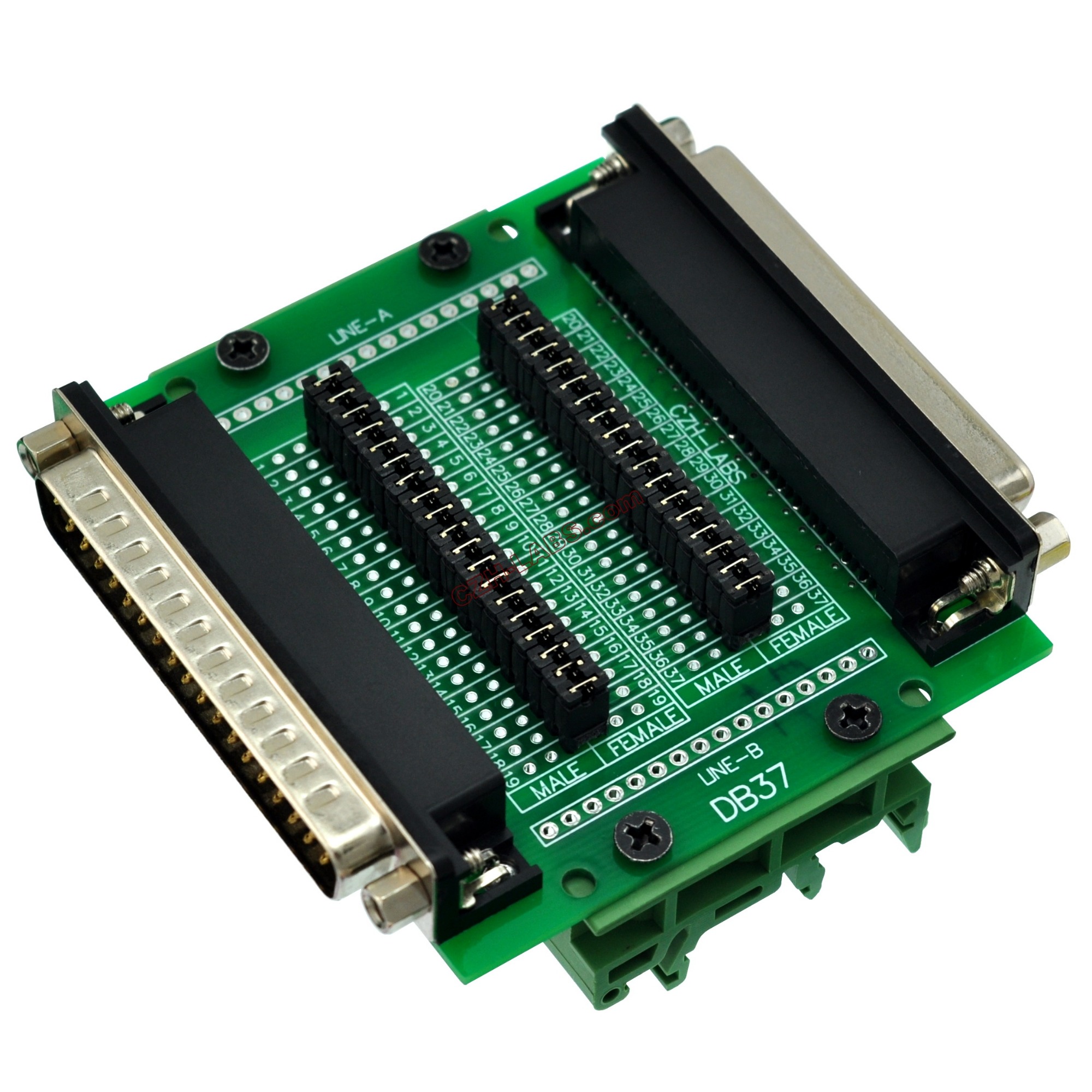 CZH-LABS DIN Rail Mount D'sub DB37 Diagnostic Test Breakout Board, DSUB ...