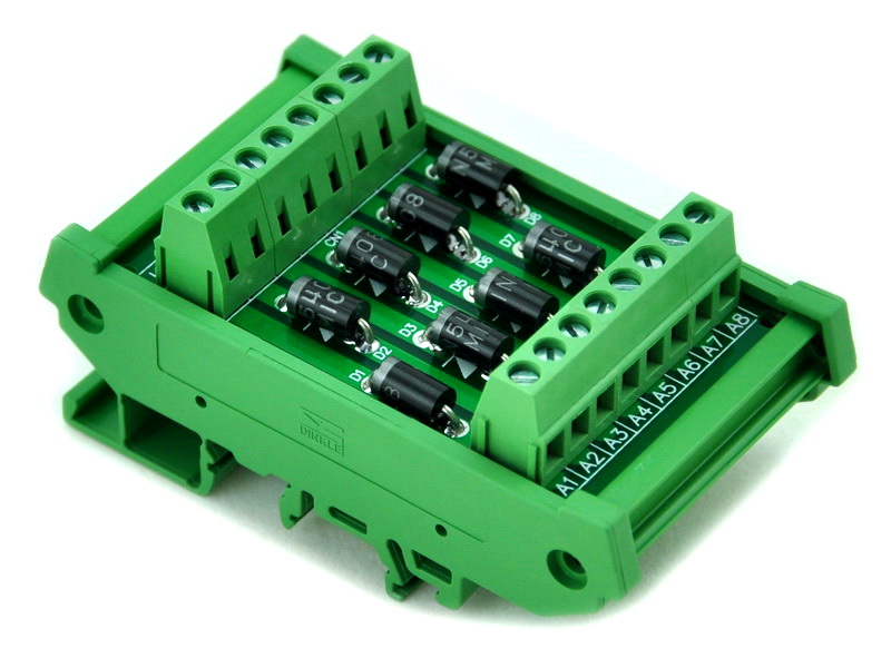 ELECTRONICS-SALON DIN Rail Mount 8 Individual Diode Module, 1N5408 3A ...