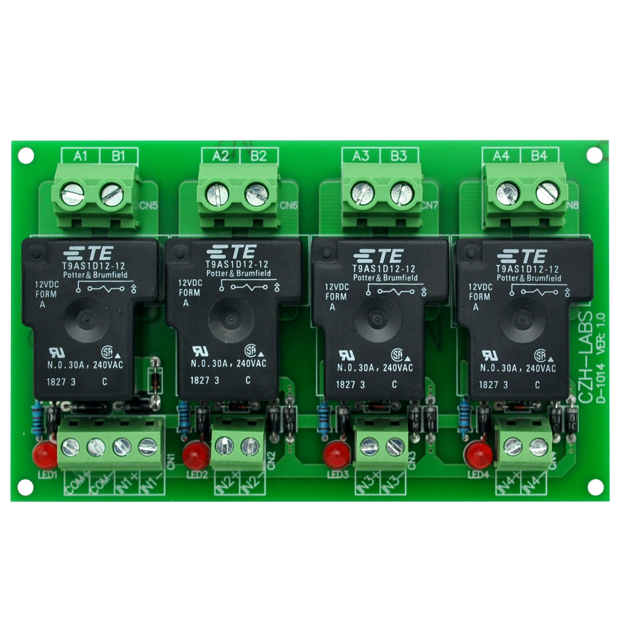 CZH-Labs 12V Passive 4 SPST-NO 30Amp Power Relay Module Board. CZH-LABS ...