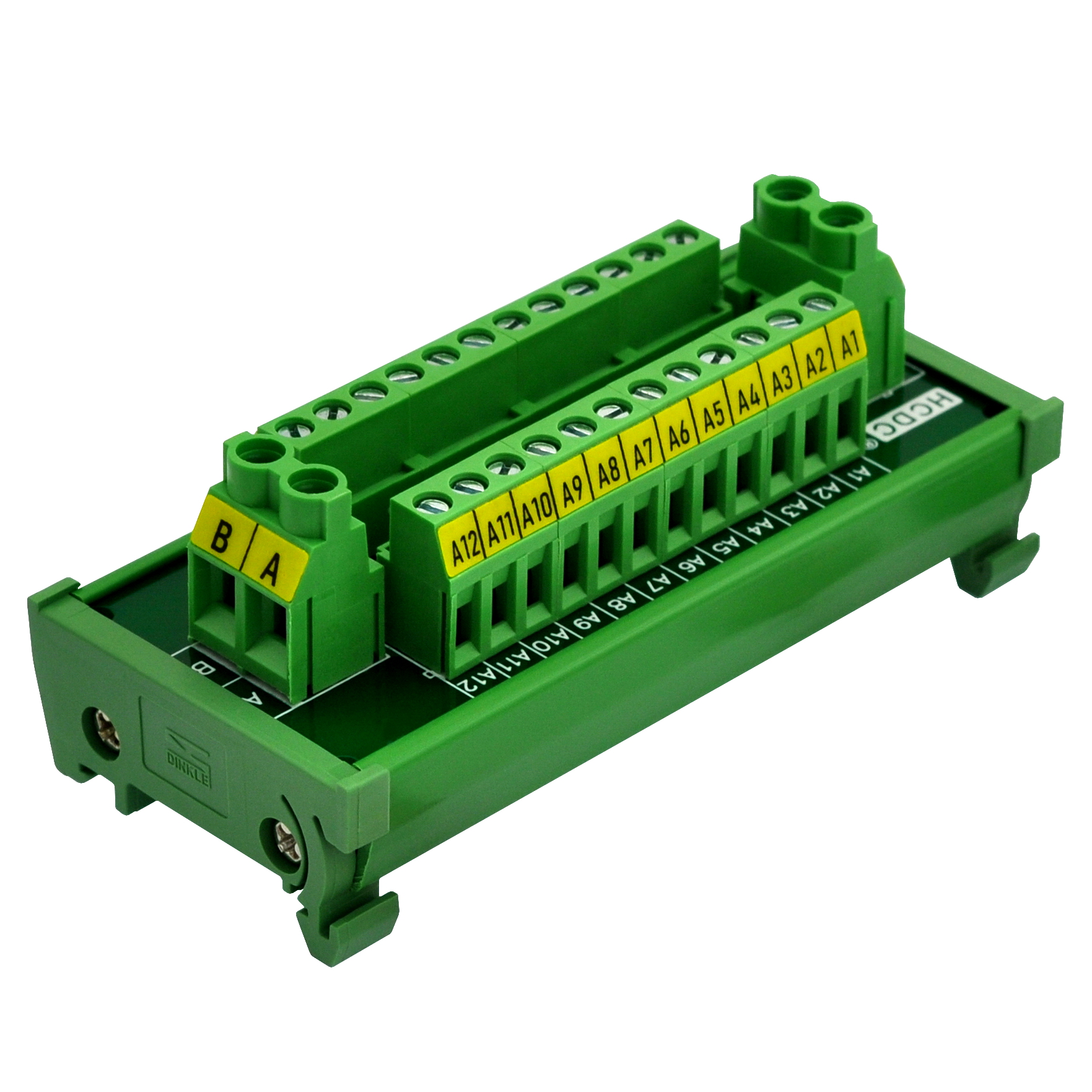 HCDC DIN Rail Mount 30Amp/300V 2x12 Position Screw Terminal Block ...
