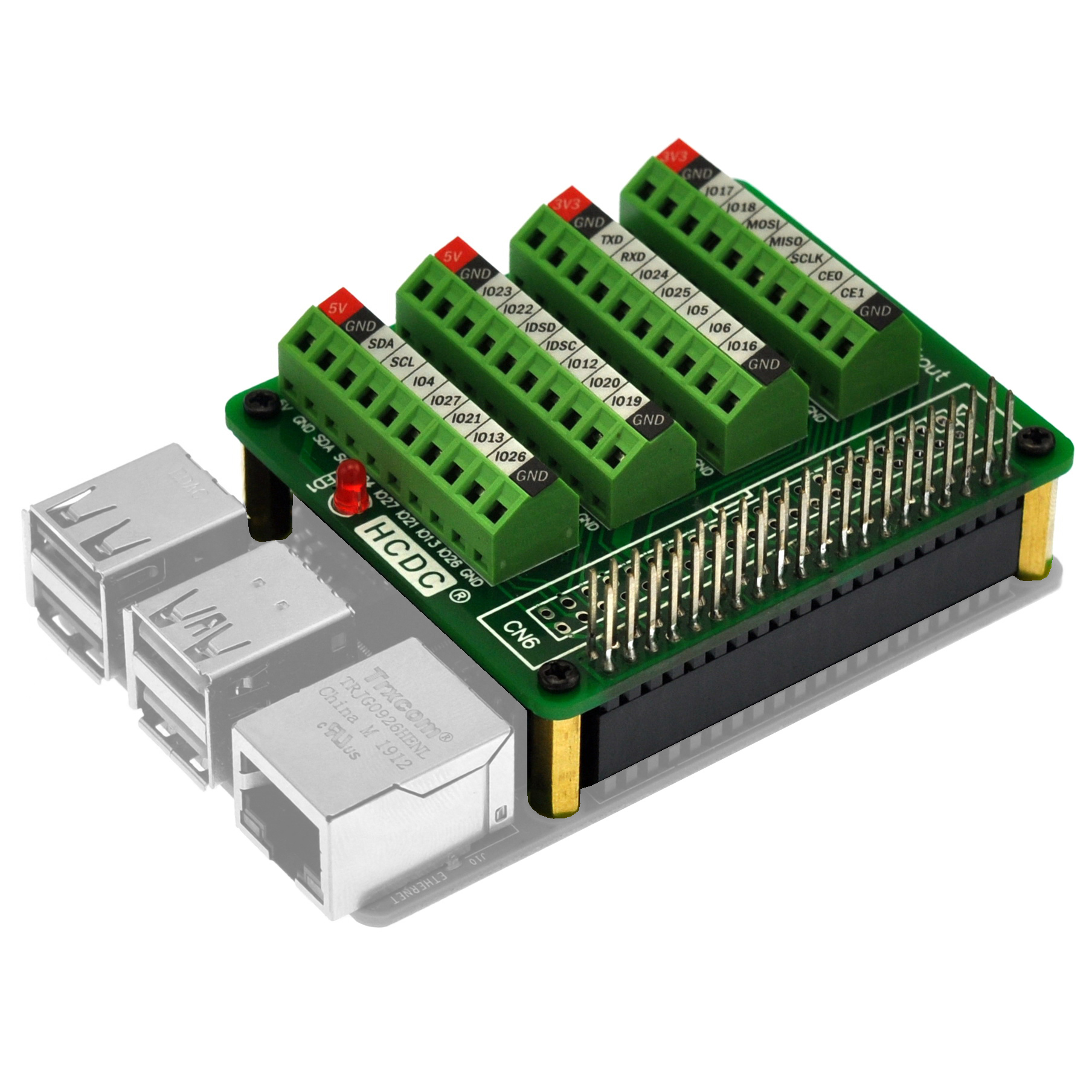 Hcdc Rpi Gpio Terminal Block Breakout Board Hat For Raspberry Pi