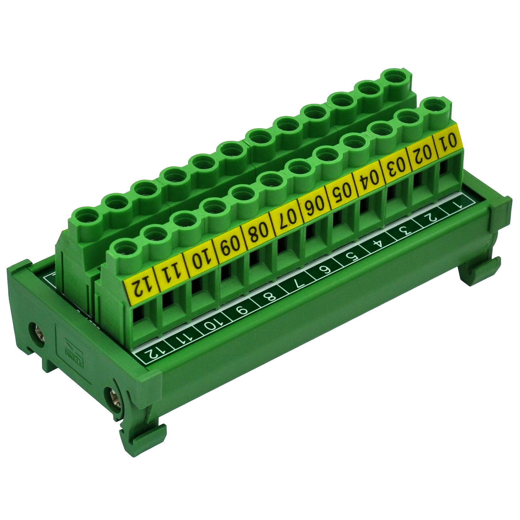 DIN Rail Mount 30A/300V 12 Position Screw Terminal Block Distribution ...