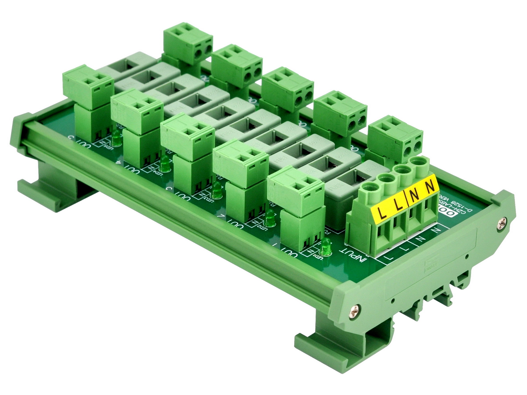 DIN Rail Mount Fused AC 24-250V 10 Position Pluggable Terminal Block ...