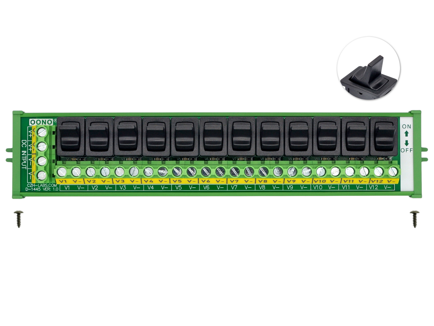 Screw Mount 12 Channel Paddle Rocker Switch DC Power Distribution Strip ...