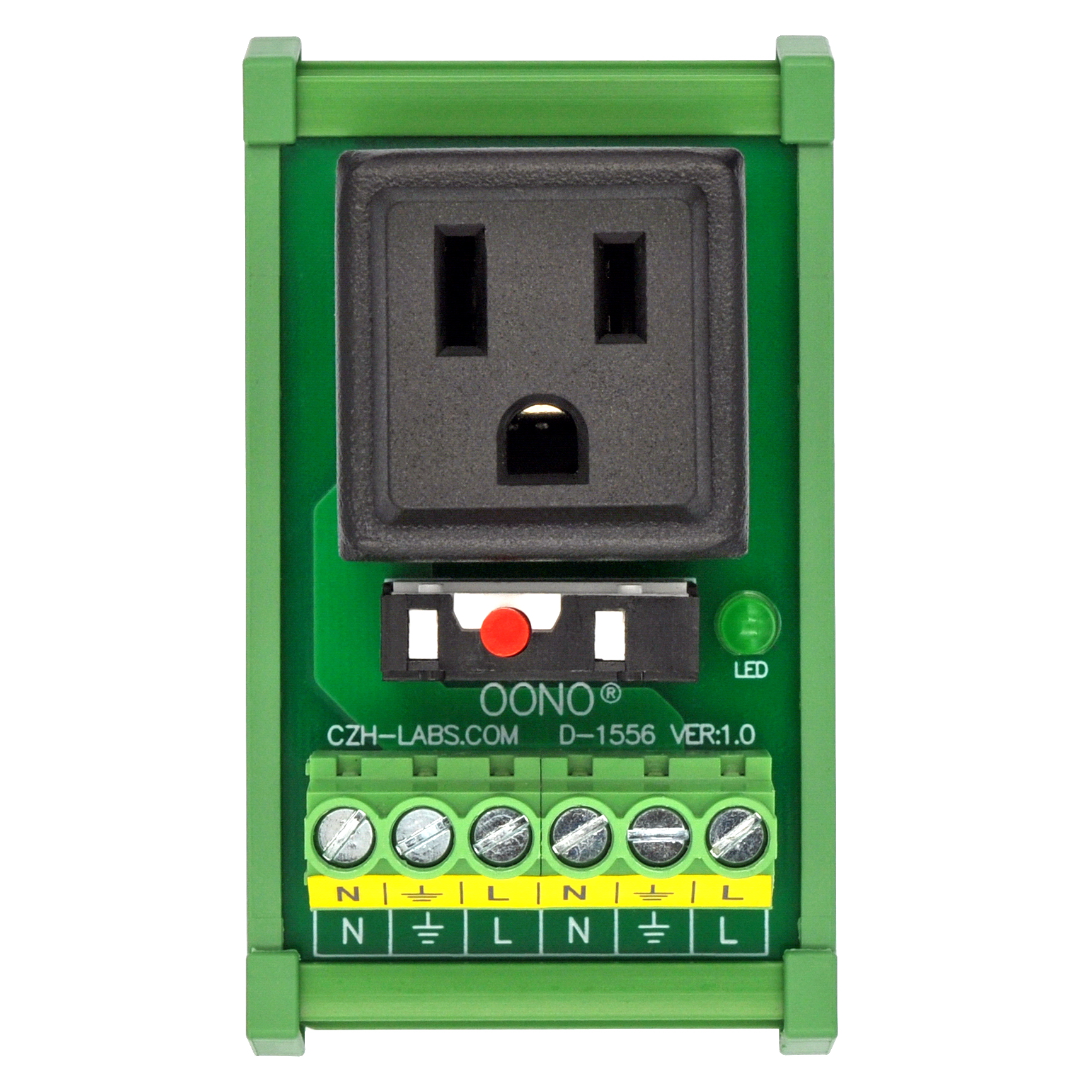 DIN Rail Mount AC 120V NEMA 5-15R Receptacle Outlet Power Module, with ...