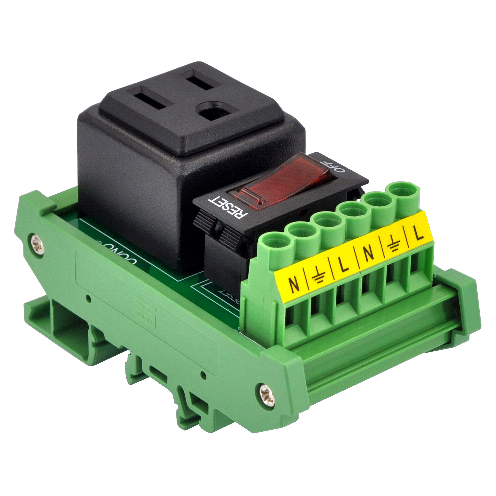 DIN Rail Mount AC 120V NEMA 5-15R Receptacle Outlet Power Module, with ...