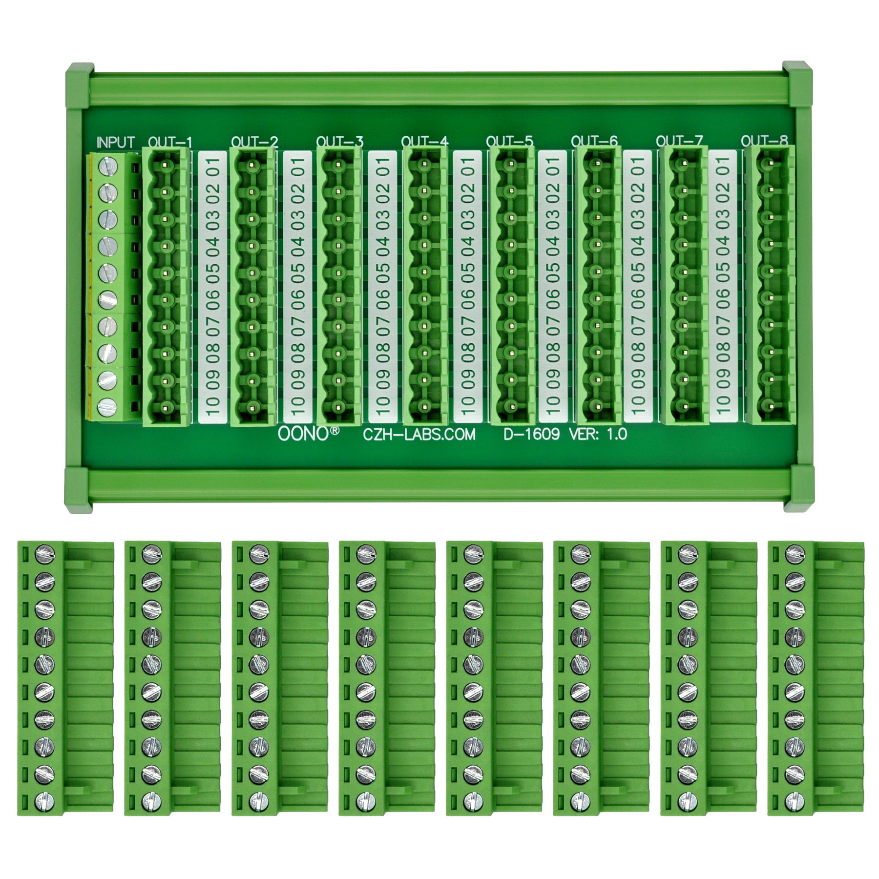 DIN Rail Mount 10A/300V 8x10 Pole Pluggable Screw Terminal Block ...