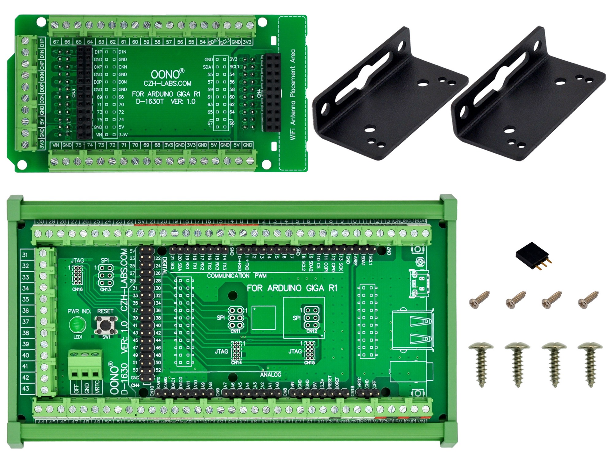 Terminal Block Adapter Module For Arduino Giga R1 Wifi Din Rail Or